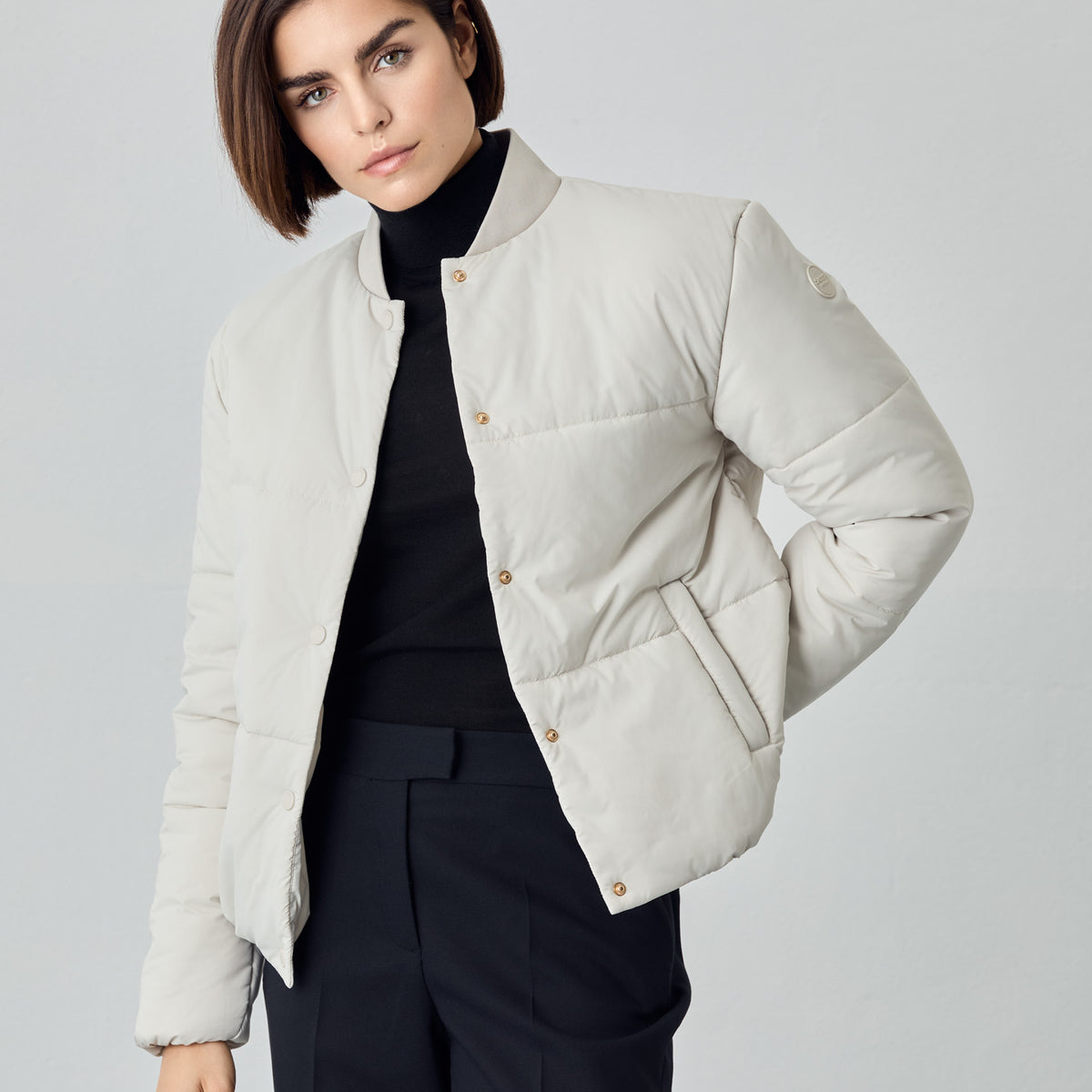 Short Puffer Jacket With Rib Collar – Sacoor Brothers